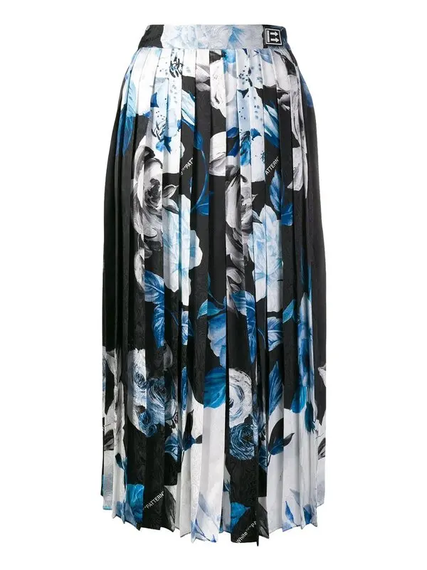 Off-White Printed Pleated Skirt - Black