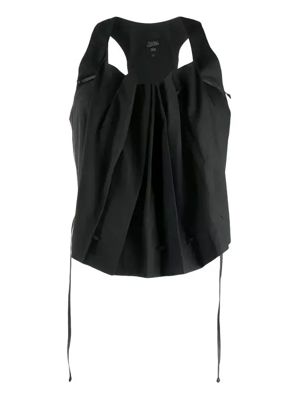 Jean Paul Gaultier Gathered Vest Style Top - Black