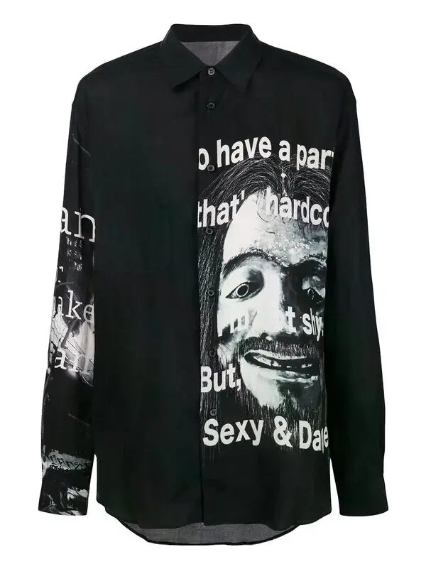 Yohji Yamamoto Graphic Print Shirt - Black