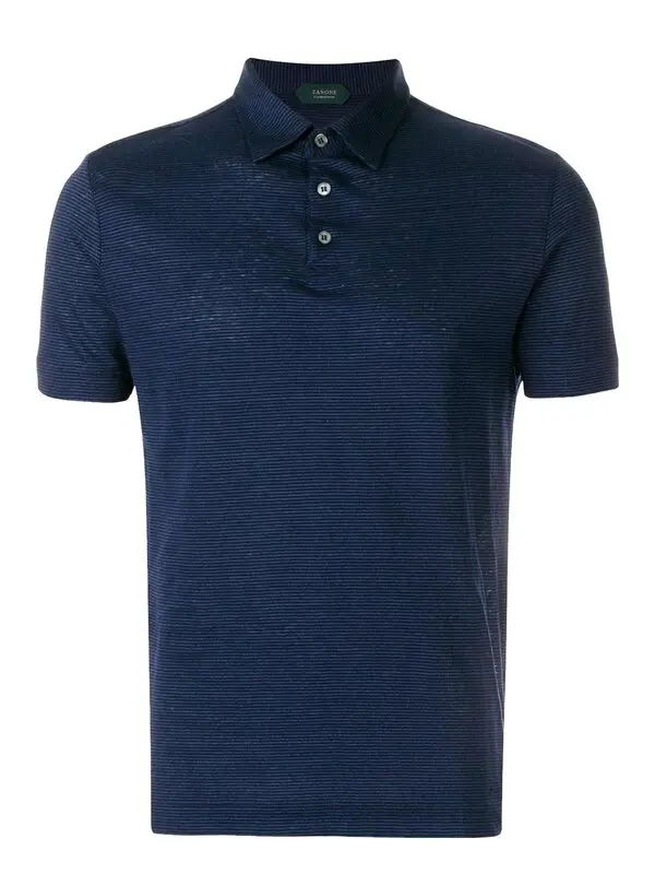 ZANONE Striped Polo Shirt - Blue