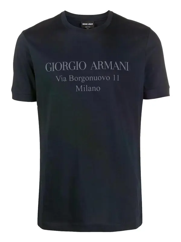 Giorgio Armani Logo Print T-shirt - Blue