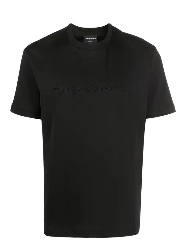 Giorgio Armani Embroidered Logo T-shirt - Black