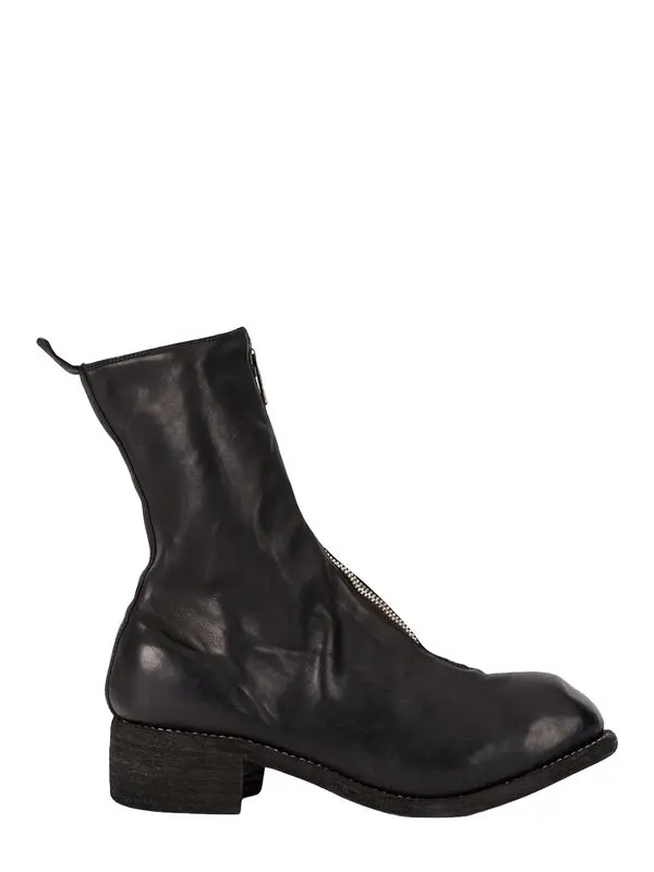 Guidi Front Zip Ankle Boots - Black