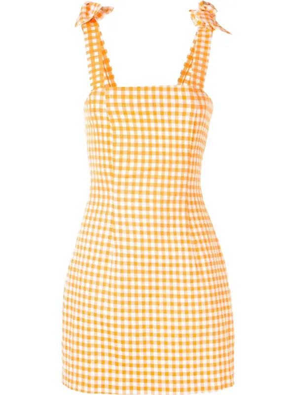 BAMBAH Gingham Bow Mini Dress - Orange