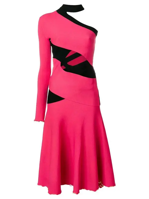 Proenza Schouler One Sleeve Bandage Knit Dress - Pink