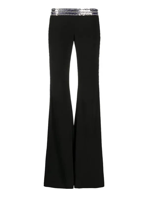 Balmain Sequin-embellished Flared Trousers - Black
