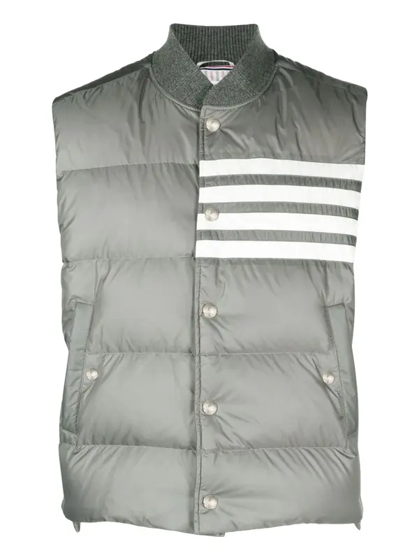 Thom Browne 4-bar Matte Nylon Down Vest - Grey