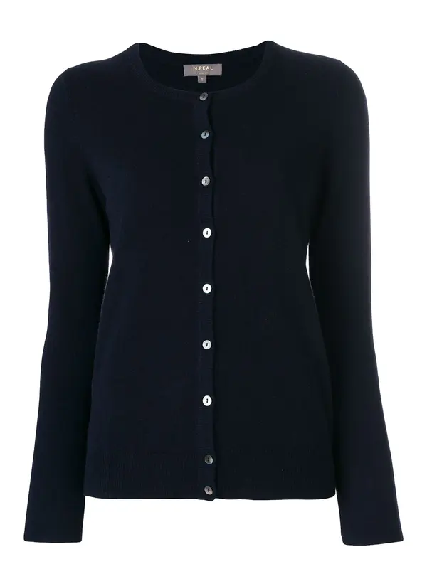 N.peal Cashmere Round Neck Cardigan - Blue