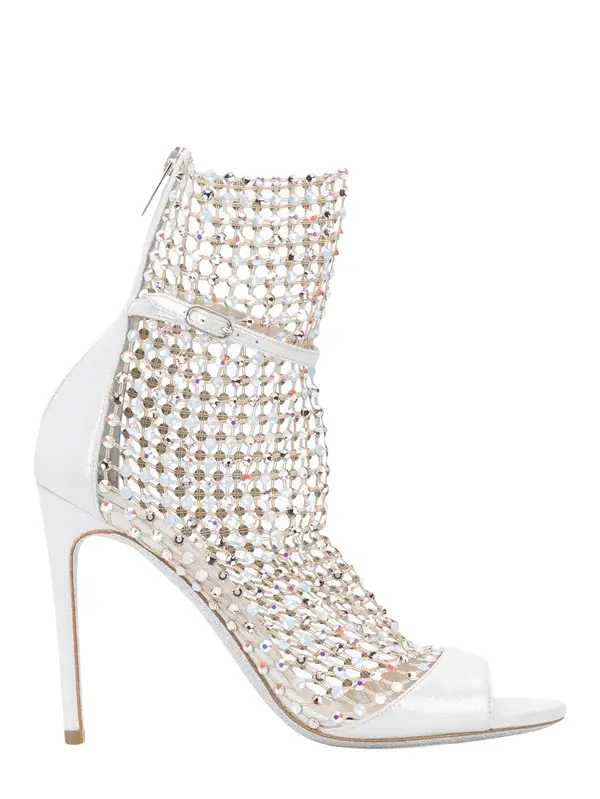Rene Caovilla Woven Sequin 105mm Sandals - Silver