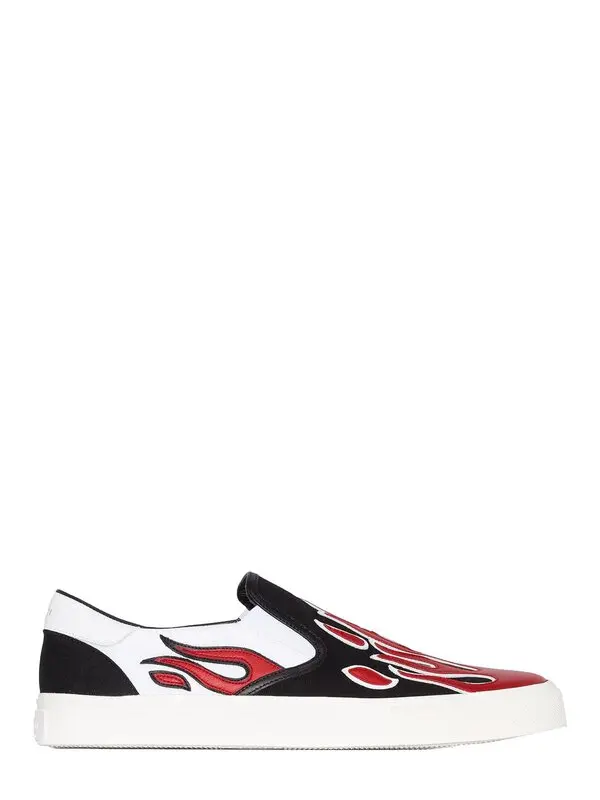 Amiri Flame Appliqué Slip-on Sneakers - Black