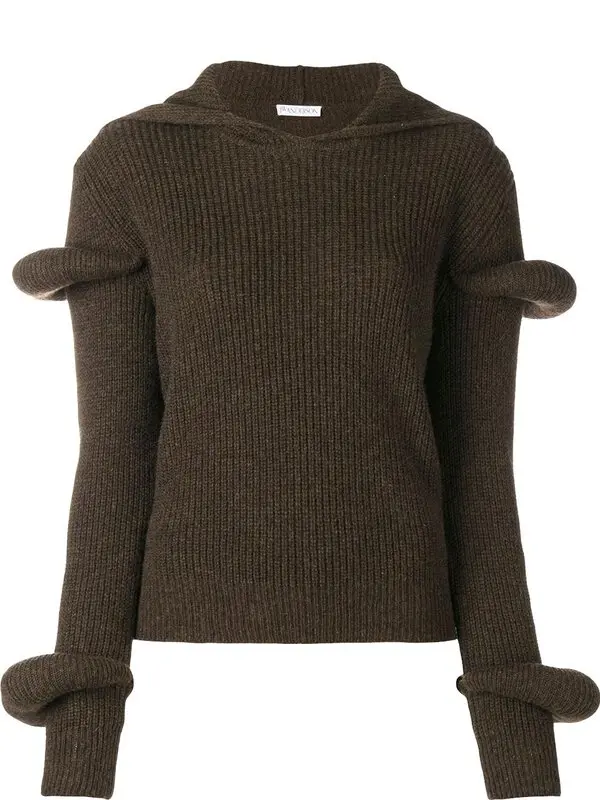 JW Anderson Ribbed Hooded Jumper - Green