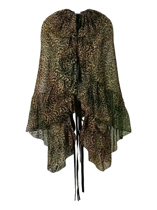 Saint Laurent Leopard-print Asymmetric Blouse - Neutrals