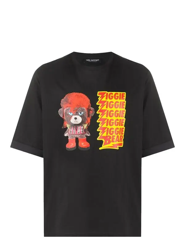 Neil Barrett Ziggie Bear Print Cotton T-shirt - Black