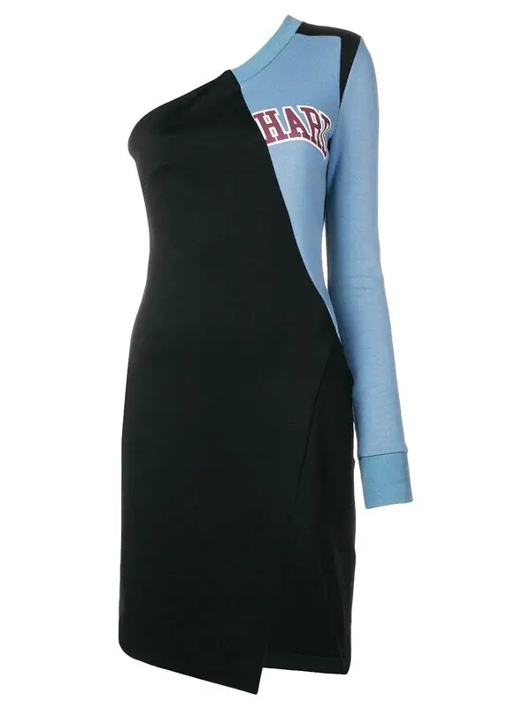 Off-White One Shoulder College Dress - Black