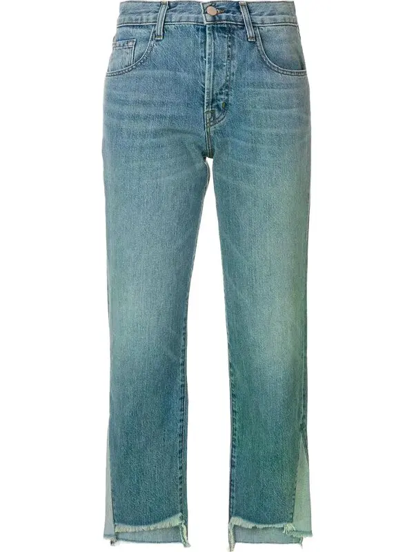 J Brand Asymmetric Cropped Jeans - Blue