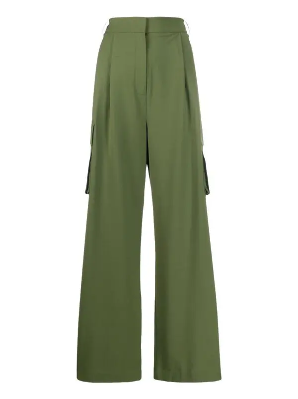 Tibi Cargo Palazzo Trousers - Green