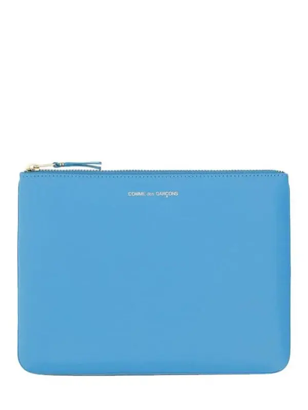 Comme Des Garçons Logo-print Leather Pouch - Blue