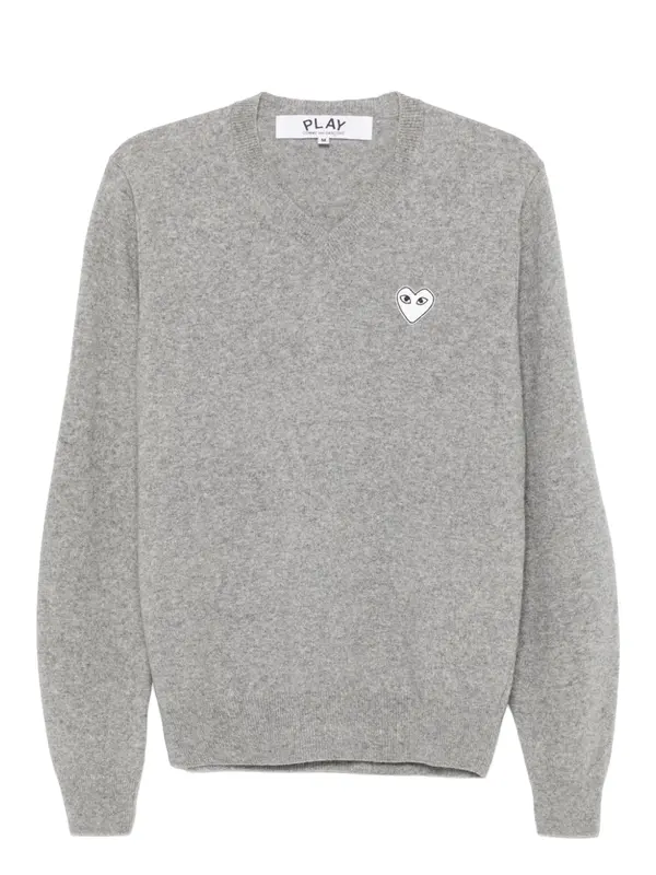 Play Comme Des Garcon V-neck Pullover - Grey