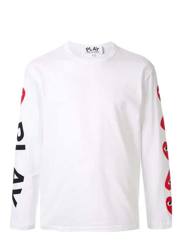 Play Comme Des Garcon Almond-eye Long-sleeved T-shirt - White