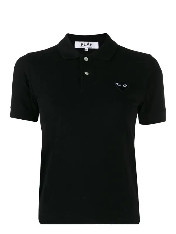 Play Comme Des Garcon Embroidered Heart Polo Shirt - Black