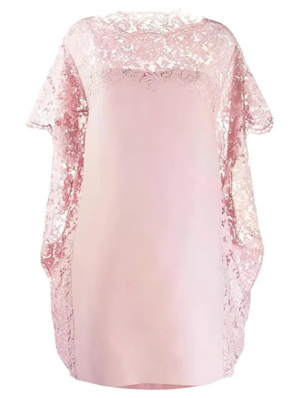 Valentino Garavani Lace Cape Shift Dress - Pink
