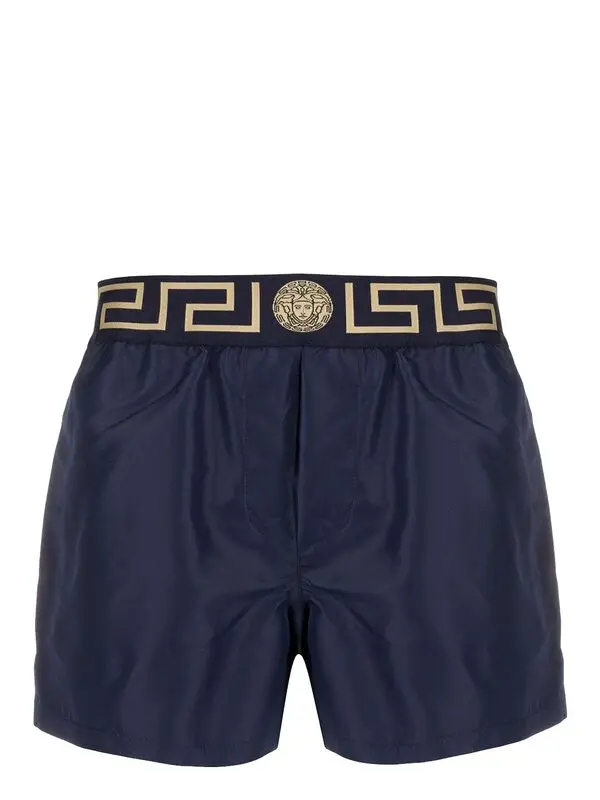 Versace Greca Border Swim Shorts - Blue