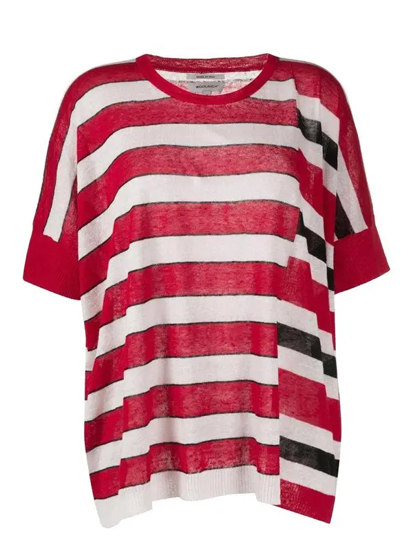 Woolrich Striped Short-sleeve Knit Top - Red