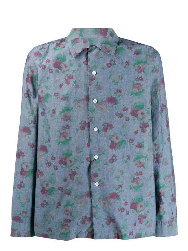 DELL'OGLIO Floral Print Shirt - Blue