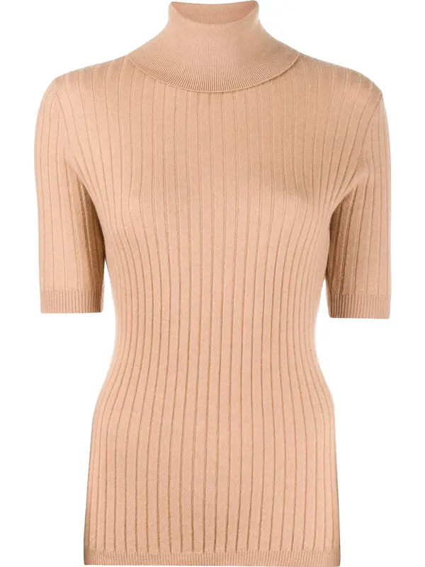 Cashmere In Love Ribbed Victoria Sweater - Neutrals