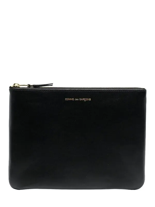 Comme Des Garçons Logo Leather Pouch - Black