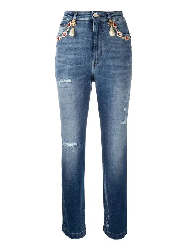 Dolce & Gabbana High-waisted Cropped Jeans - Blue