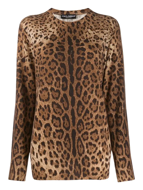 Dolce & Gabbana Leopard-print Cashmere Jumper - Brown