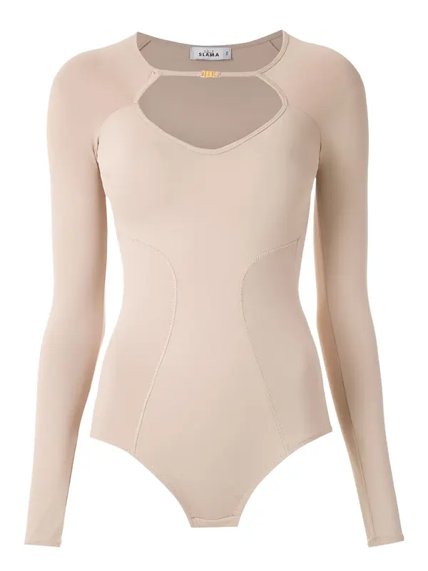 AMIR SLAMA Long Sleeved Bodysuit - Neutrals