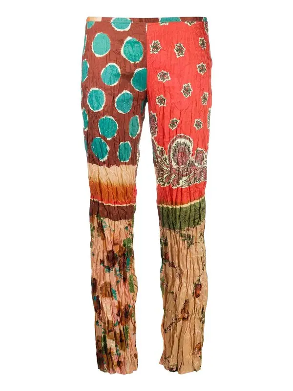 Jean Paul Gaultier Abstract Print Creased Trousers - Red