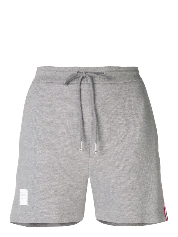Thom Browne Rwb Stripe Piqué Shorts - Grey