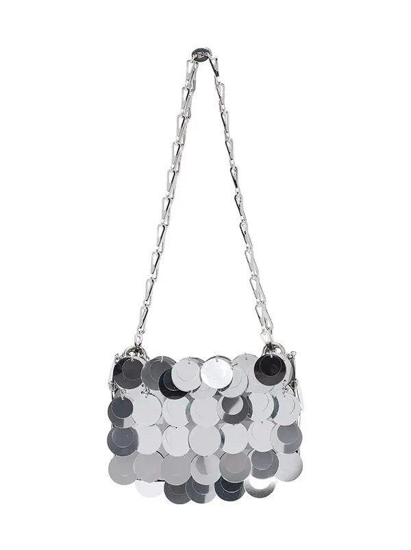 Rabanne Nano 1969 Sparkle Disc Bag - Silver