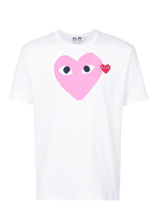 Play Comme Des Garcon Heart Print T-shirt - White