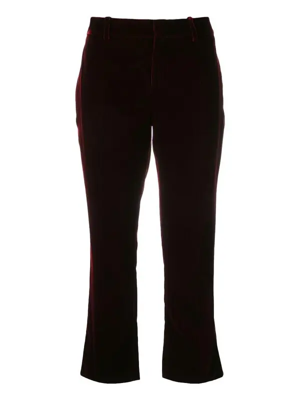 Saint Laurent Mid Rise Velvet Trousers - Red