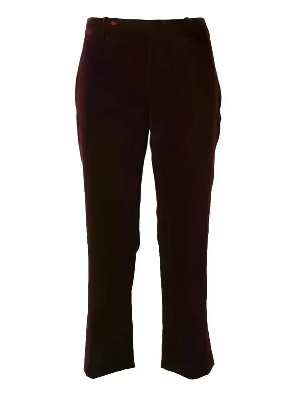 Saint Laurent Mid Rise Velvet Trousers - Red