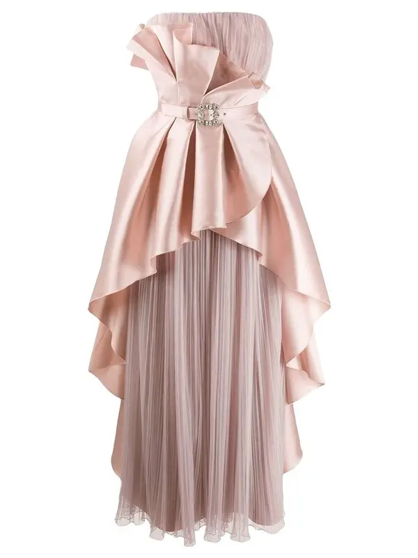 Alberta Ferretti Ruffled Bustier Gown - Pink