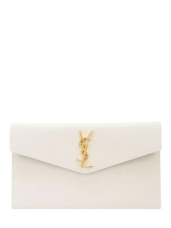 Saint Laurent Medium Monogram Clutch - White