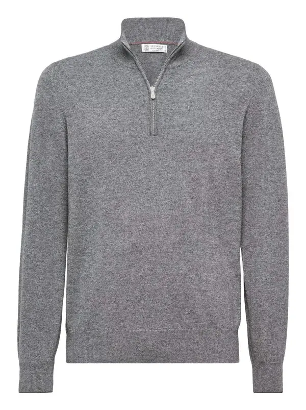 Brunello Cucinelli Zip-fastening Cashmere Sweater - Grey