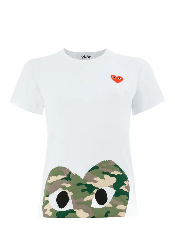 Play Comme Des Garcon Heart Print T-shirt - White
