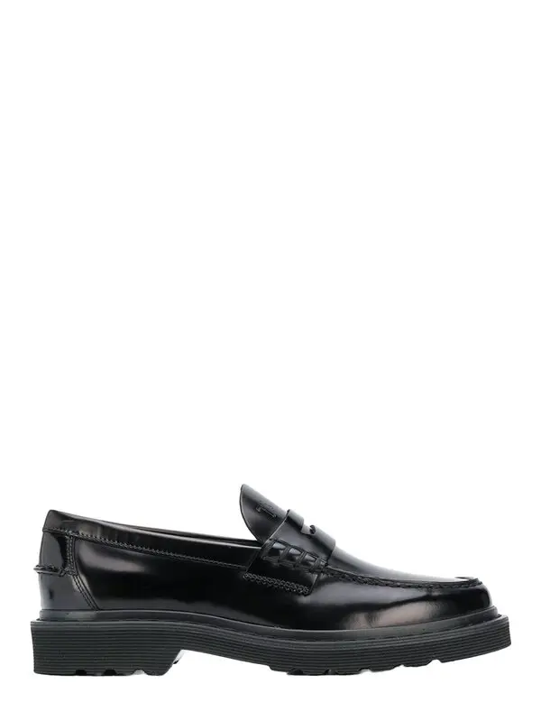 TOD'S Embossed Logo Loafers - Black