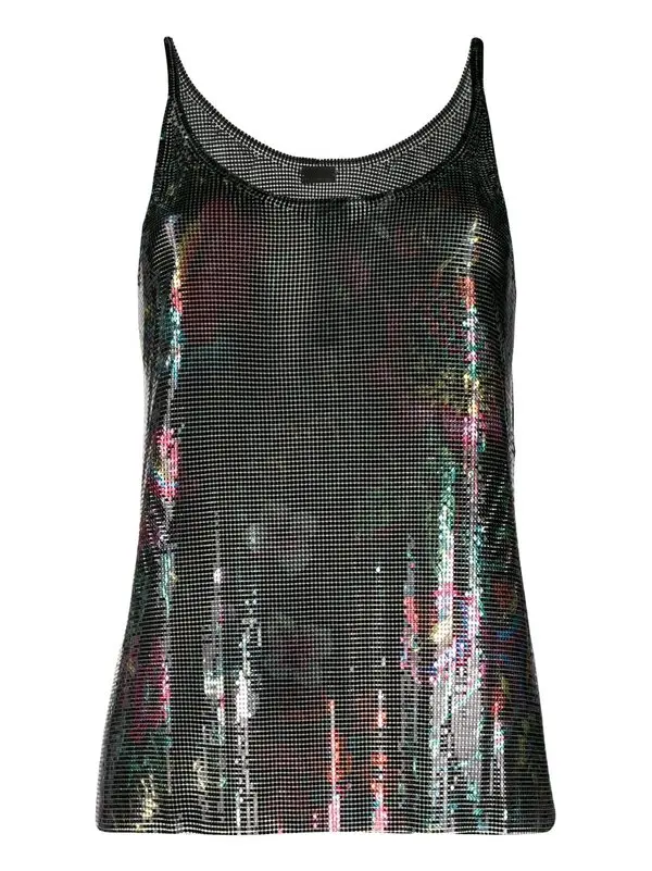 Rabanne Floral Chainmail Top - Green