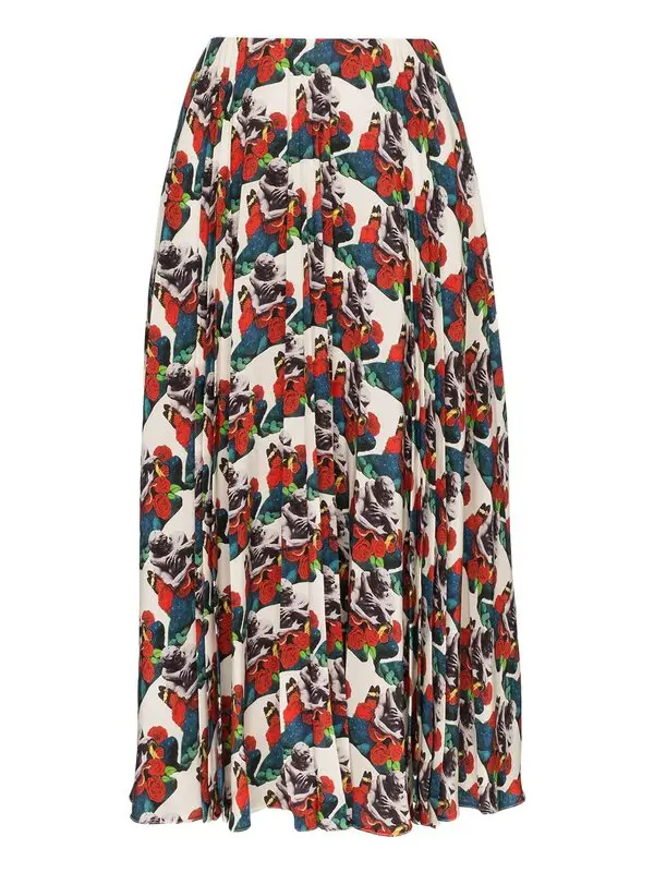 Valentino Garavani X Undercover Lovers Print Pleated Skirt - Am0 Multicoloured