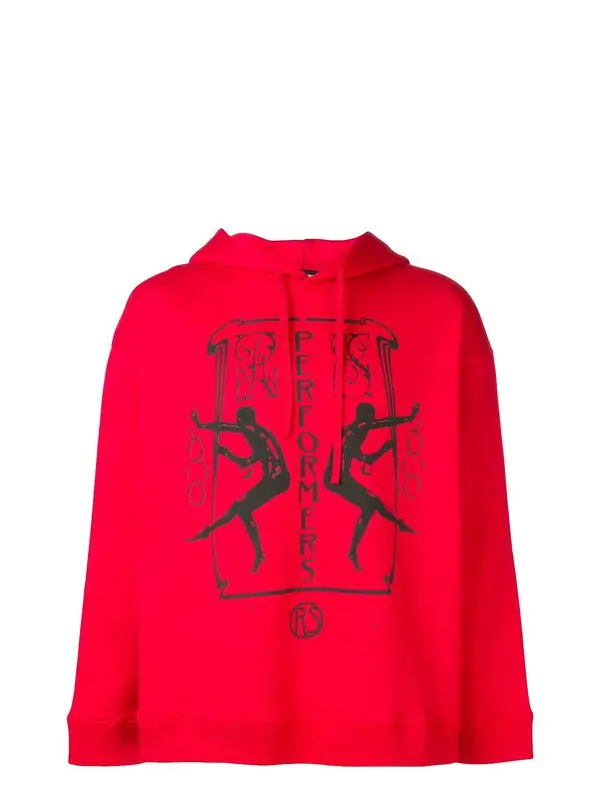 Raf Simons Printed Hoodie - Red