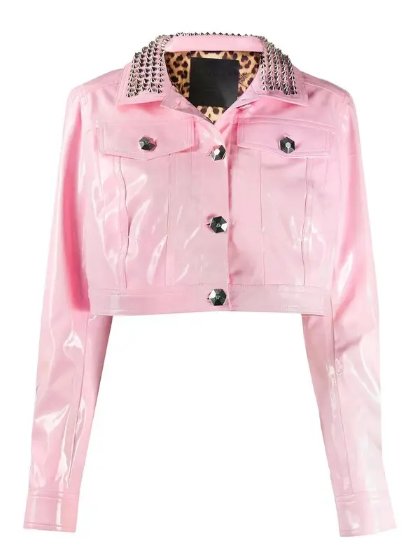 Philipp Plein Stud-embellished Cropped Jacket - Pink