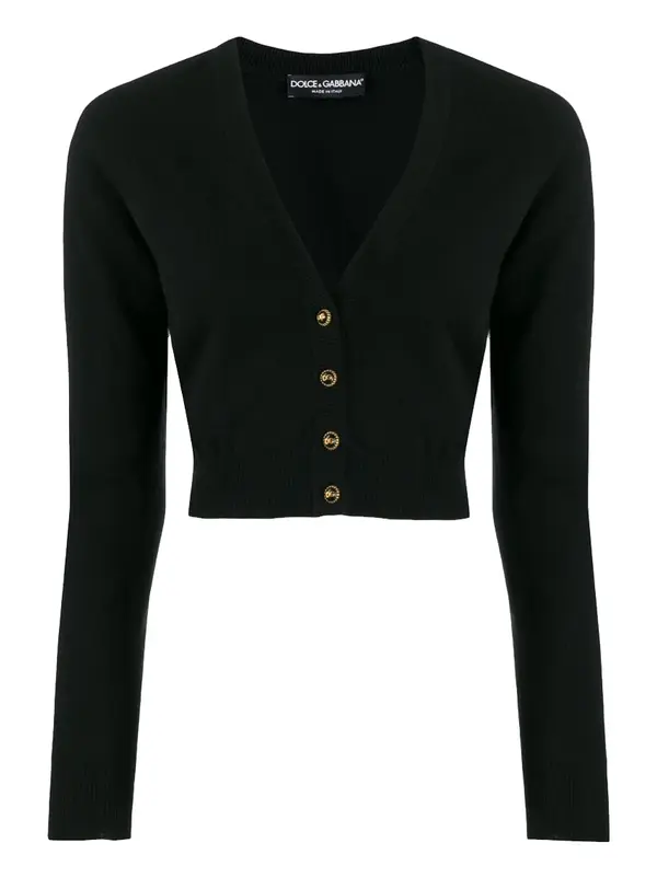 Dolce & Gabbana Cropped Cashmere Cardigan - Black