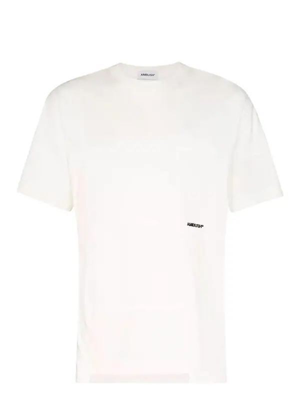 AMBUSH Logo-print Tonal-patchwork T-shirt - Neutrals
